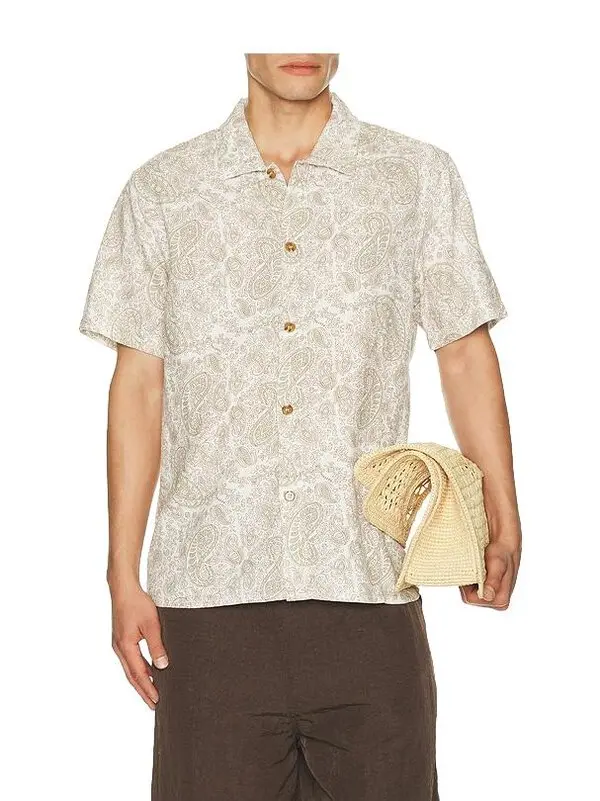 RHYTHM Tally Paisley Shirt In White - Natural