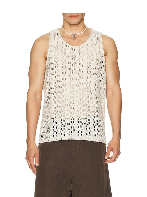 BATHER Lattice Tank Top - Dune