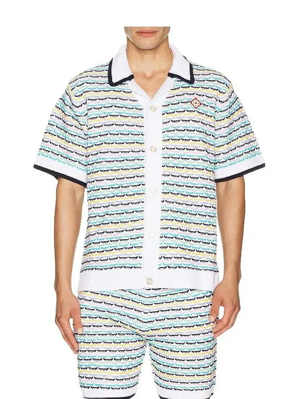 Casablanca Tuck Stitch Short Sleeve Shirt - Multi