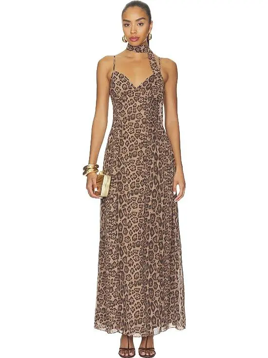 Superdown Maxi Dress With And Scarf - Brown