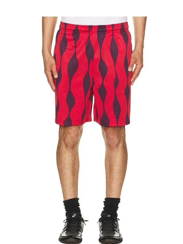 PARRA Waved Mesh Shorts - Red