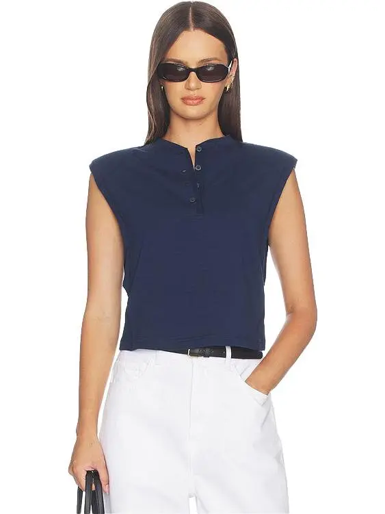 Simkhai Sleeveless Top With Padded Shoulders - Navy
