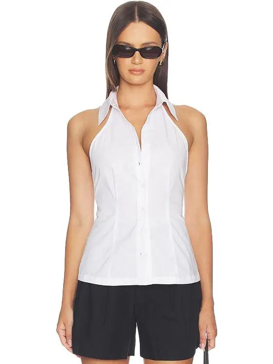 LOVERS AND FRIENDS Brooks Halterneck Top - White