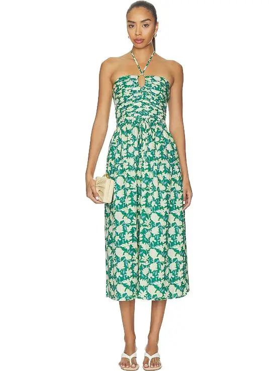 Rails Irene Halterneck Floral Midi Dress - Green