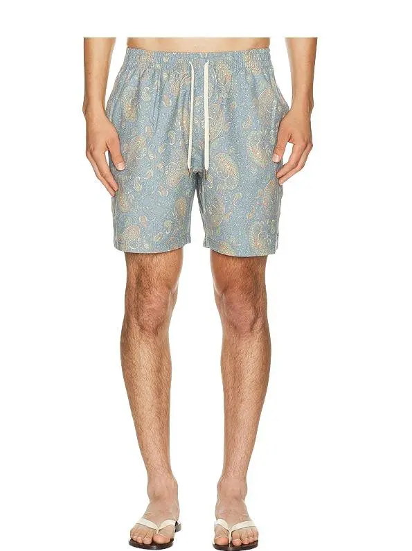 RHYTHM Tally Paisley Swim Short - Blue