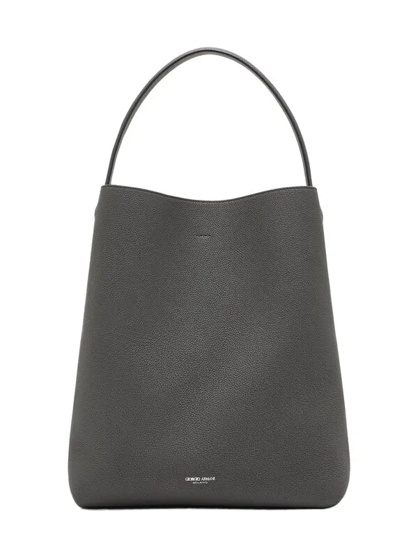 Giorgio Armani Grained Leather Shoulder Bag - Grey