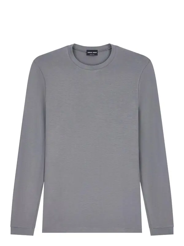Giorgio Armani Long Sleeve Jumper In Stretch Viscose - Grey