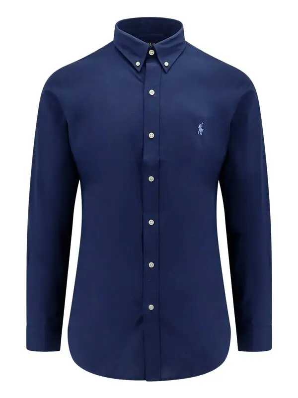 Polo Ralph Lauren Cotton Shirt With Front Embroidered Logo - Blue