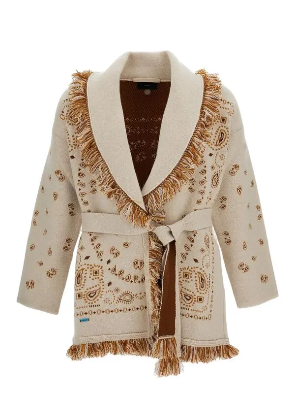 Alanui Bandana Jacquard Cardigan - Beige