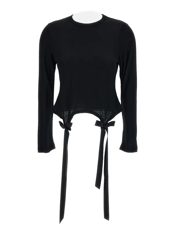 Simone Rocha Maglietta A Maniche Lunghe Bow Tail - Nero