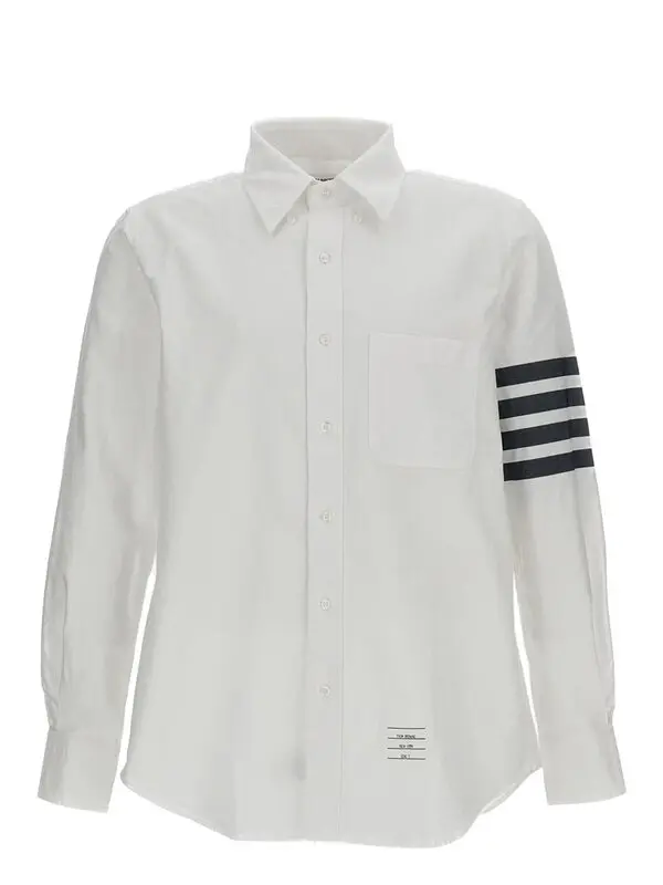 Thom Browne Oxford Shirt With Four-row Detailing - White