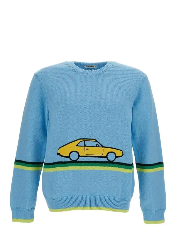 JW Anderson Embroidered Car Sweater - Azzurro