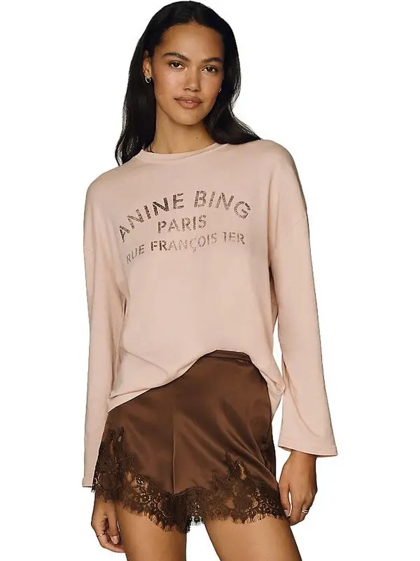 ANINE BING Long Sleeve Melrose T-shirt - Pink