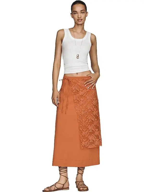 MARE MARE Lace Overlay Midi Skirt - Copper