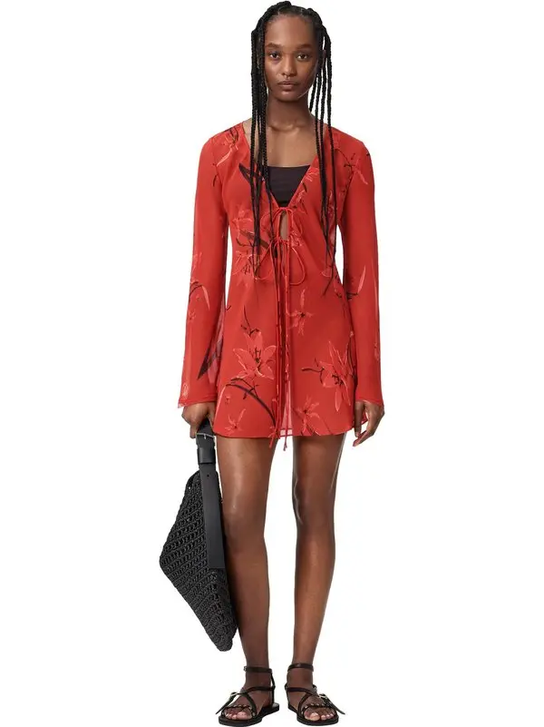 ALLSAINTS Zalia Floral Mini Dress - Red