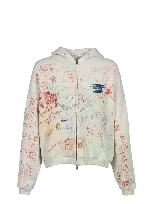 PALY Joshua Tree Scribble-print Zip-up Hoodie - Grey