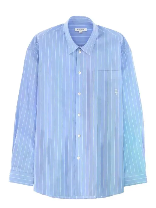 SPORTY & RICH Striped Cotton Shirt - Blue