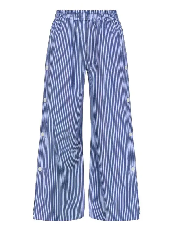 ARLO MOTT Baxter Side-button Striped Trousers - Blue