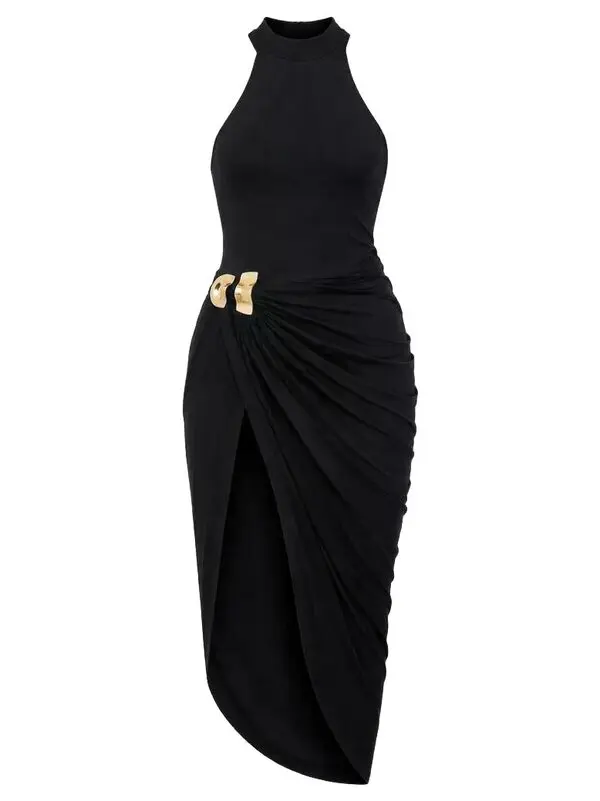 Cult Gaia Sutton Hardware-detail Ruched Midi Dress - Black