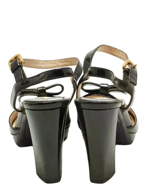 Prada Patent Leather Heeled Sandals - Black