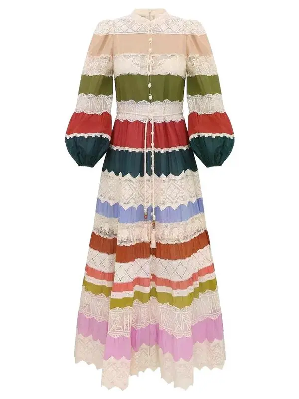 Zimmermann Indra Lace-panelled Tiered Maxi Dress - Neutrals