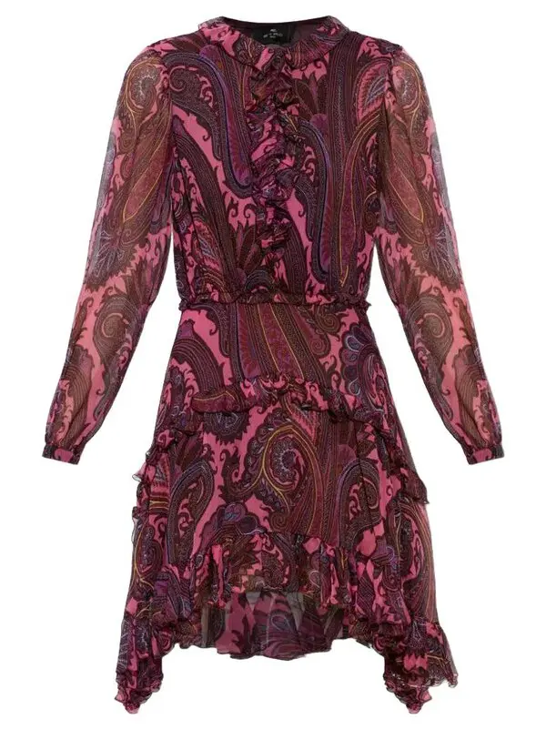 Etro Asymmetric Hem Mini Dress - Red