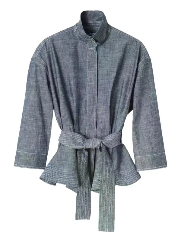 Jacquemus The Cabana De-nîmes Belted Jacket - Grey