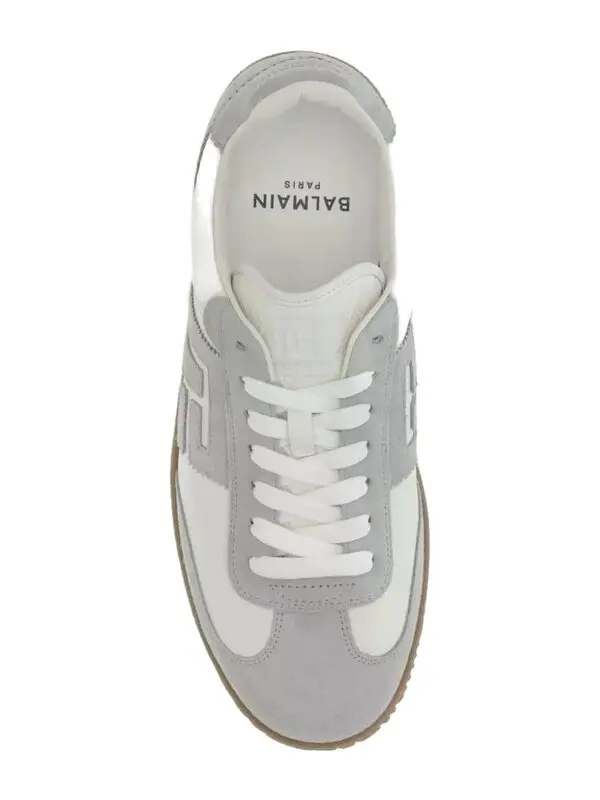 Balmain Swan Suede-panelled Sneakers - Neutrals