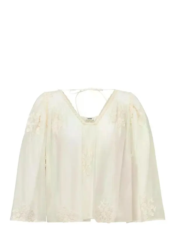 DRYKORN Ismara Embroidered Lace Trim Blouse - Neutrals