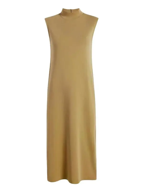 Another Tomorrow Seamed Mock-neck Midi Dress - Neutrals