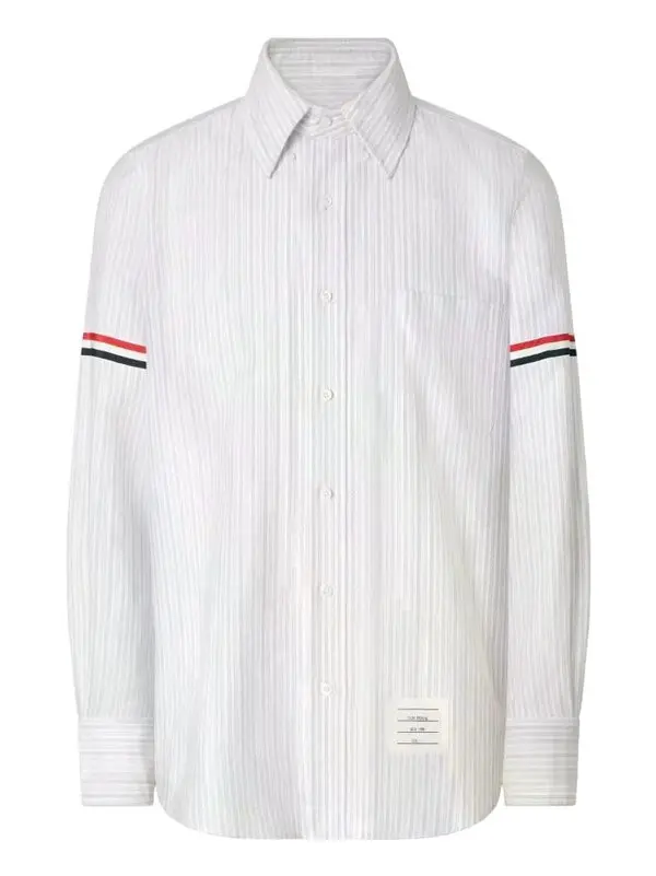 Thom Browne Oxford Striped Shirt With Armbands - Grey