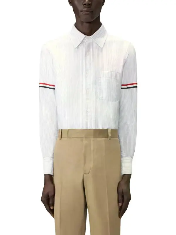 Thom Browne Oxford Striped Shirt With Armbands - Grey