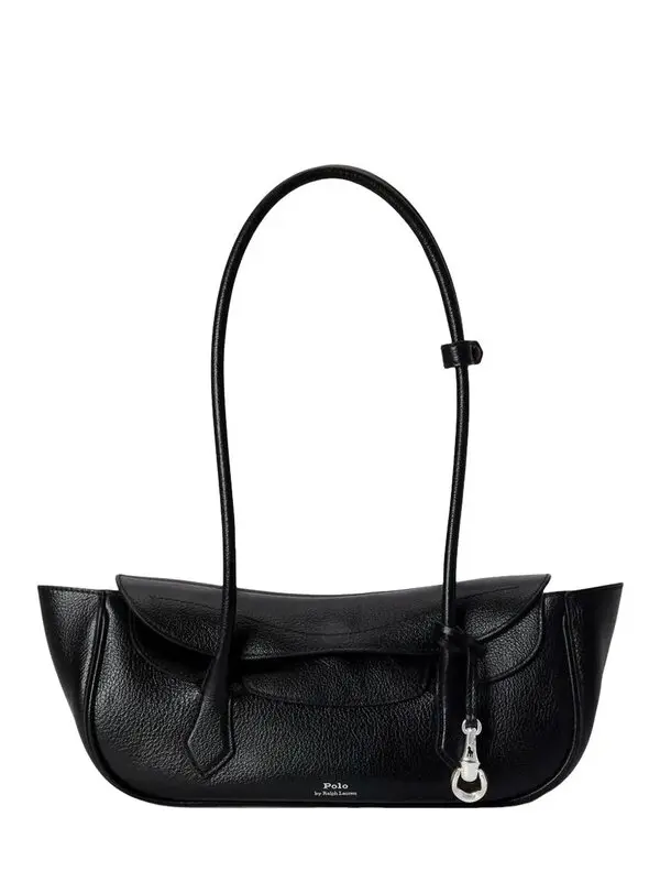 Polo Ralph Lauren Grained Leather Shoulder Bag - Black