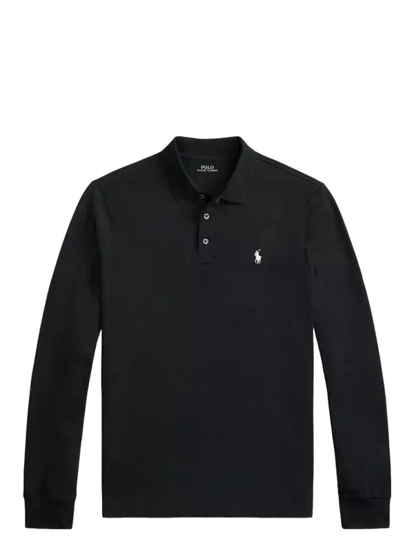 Polo Ralph Lauren Embroidered Pony Long-sleeve Polo Shirt - Black