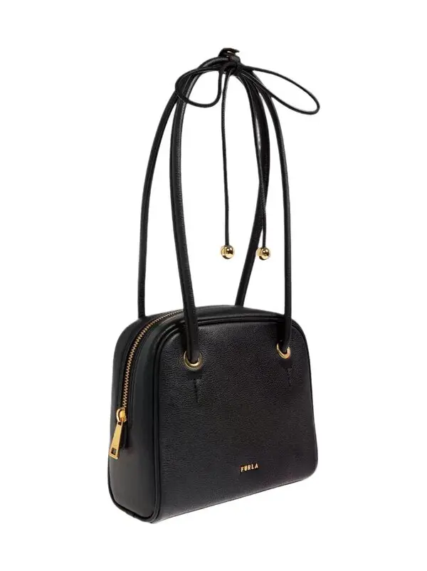 Furla Poppy Leather Shoulder Bag - Black