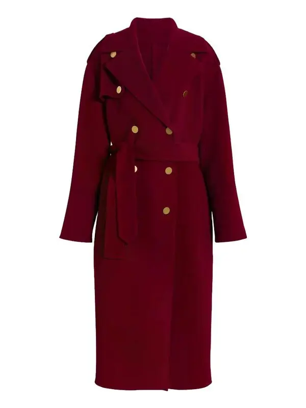 Alberta Ferretti Double-breasted Belted Coat - Red