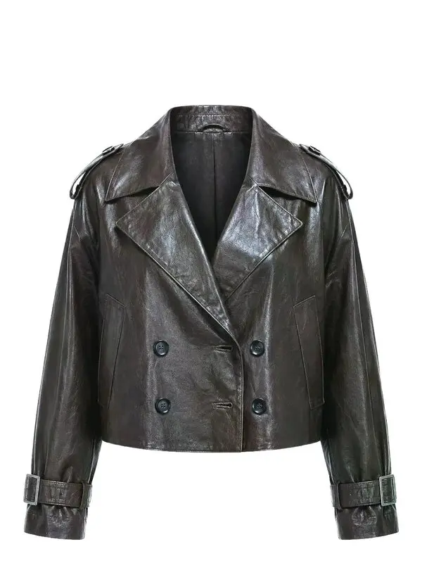 GIORGIO BRATO Double-breasted Leather Jacket - Brown
