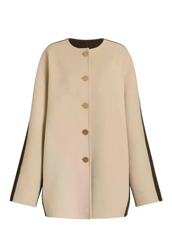 Alberta Ferretti Two-tone Button-up Wool Short Coat - Neutrals