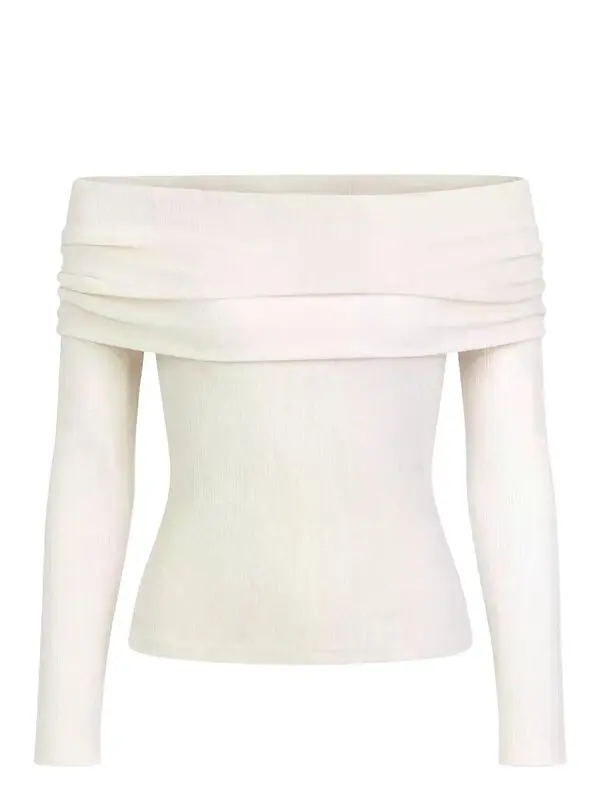PETAR PETROV Off-shoulder Ribbed Top - Neutrals
