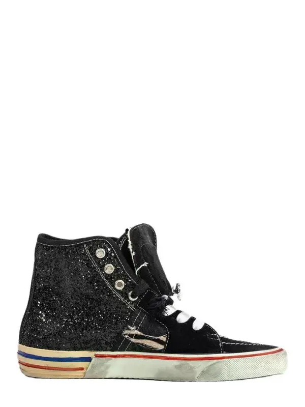 PAUL EASTERLIN Calystar Glitter-embellished High-top Sneakers - Black