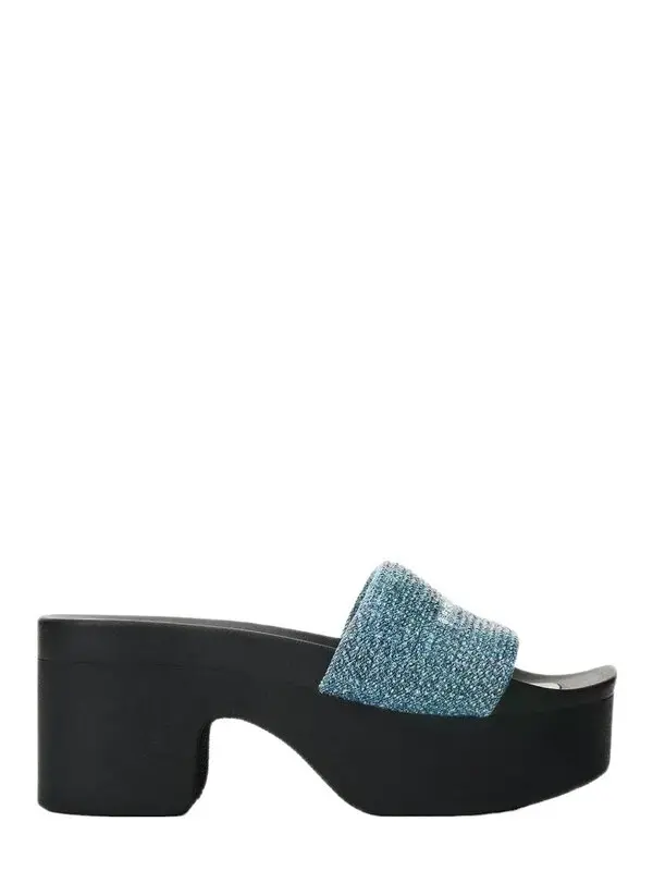 Alexander Wang Crystal Embellished Denim Platform Sandals - Blue