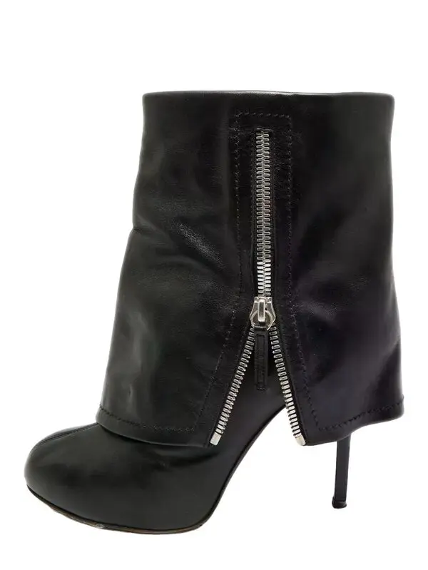 GIUSEPPE ZANOTTI Leather Fold-detail Side-zip Boots - Black