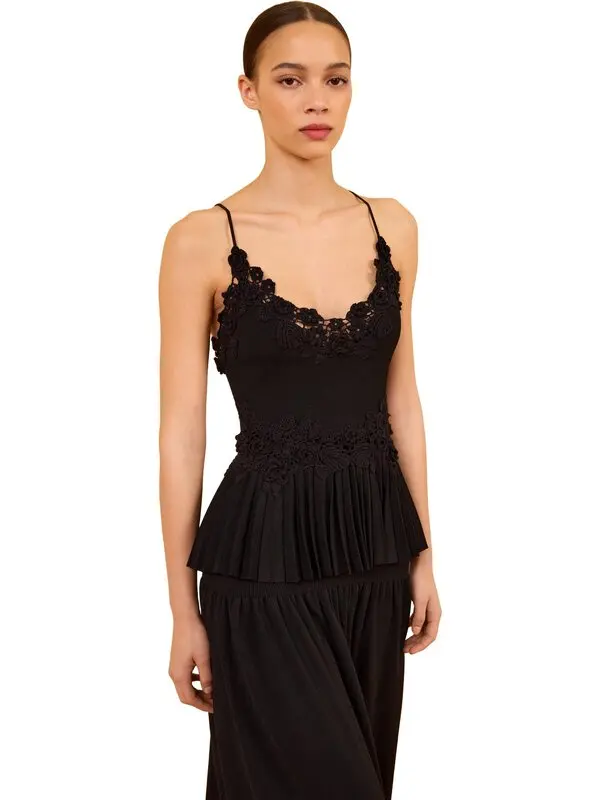 Ulla Johnson Estelle Crochet Peplum Top - Noir