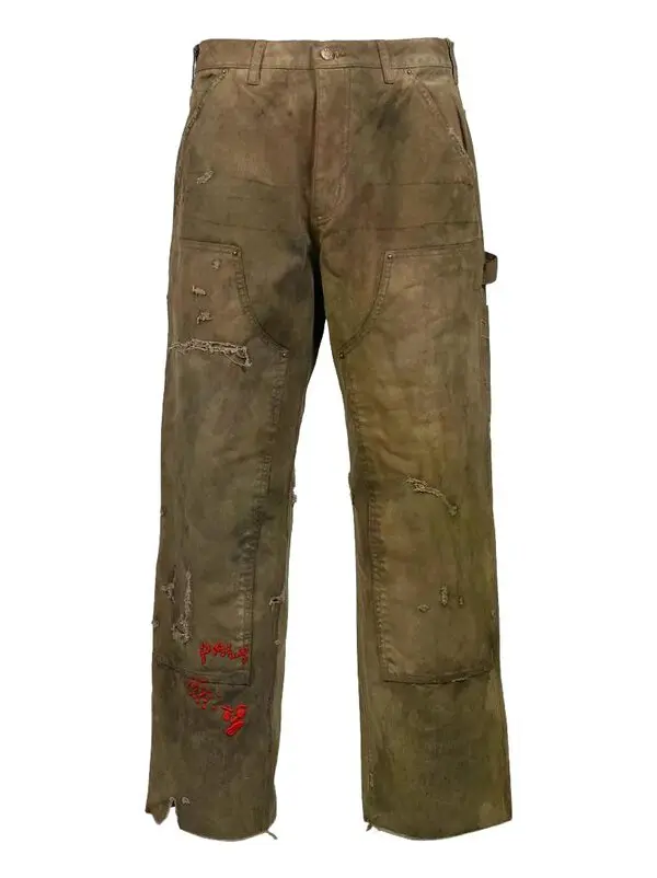 PALY Distressed Panelled Trousers - Brown