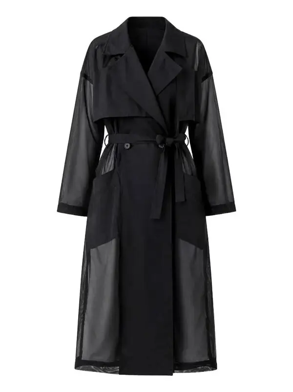COG THE BIG SMOKE Dominique Mesh-panel Trench Coat - Black