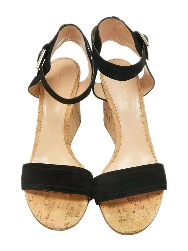 GIANVITO ROSSI Cork Wedge Sandals - Black