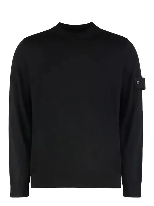 Stone Island Logo-patch Virgin Wool Sweater - Black