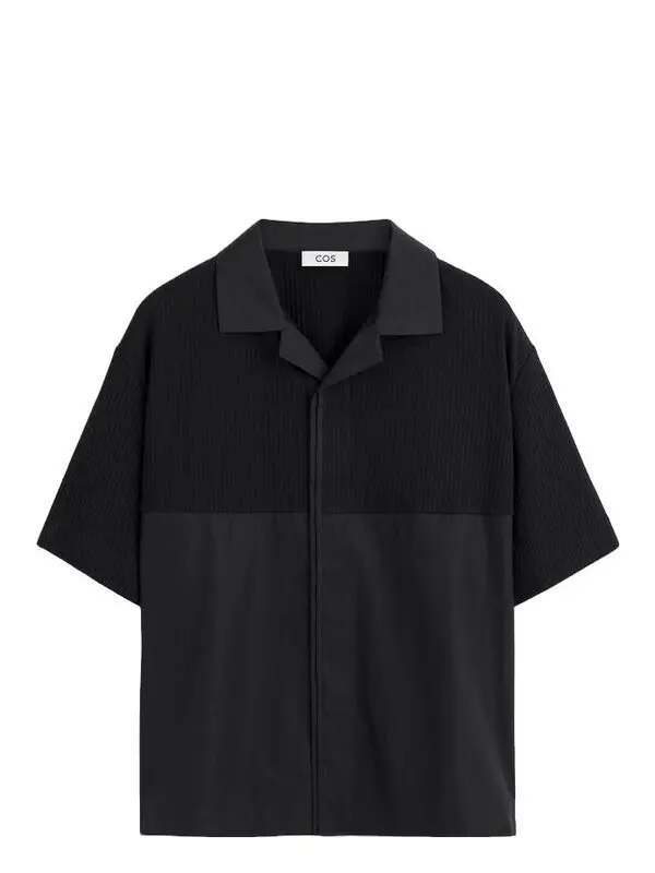 Cos Relaxed Contrast-panel Shirt - Black