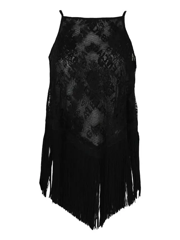 Balenciaga Lace Fringe Top - Black