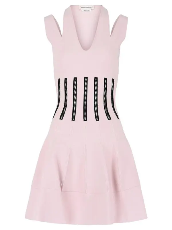 Alexander McQueen Cutout Shoulder Corset Dress - Purple